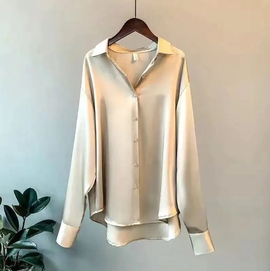 ASTRADAVI Casual Chic - Shirt - Dames Satijnen Overhemd Blouse ...