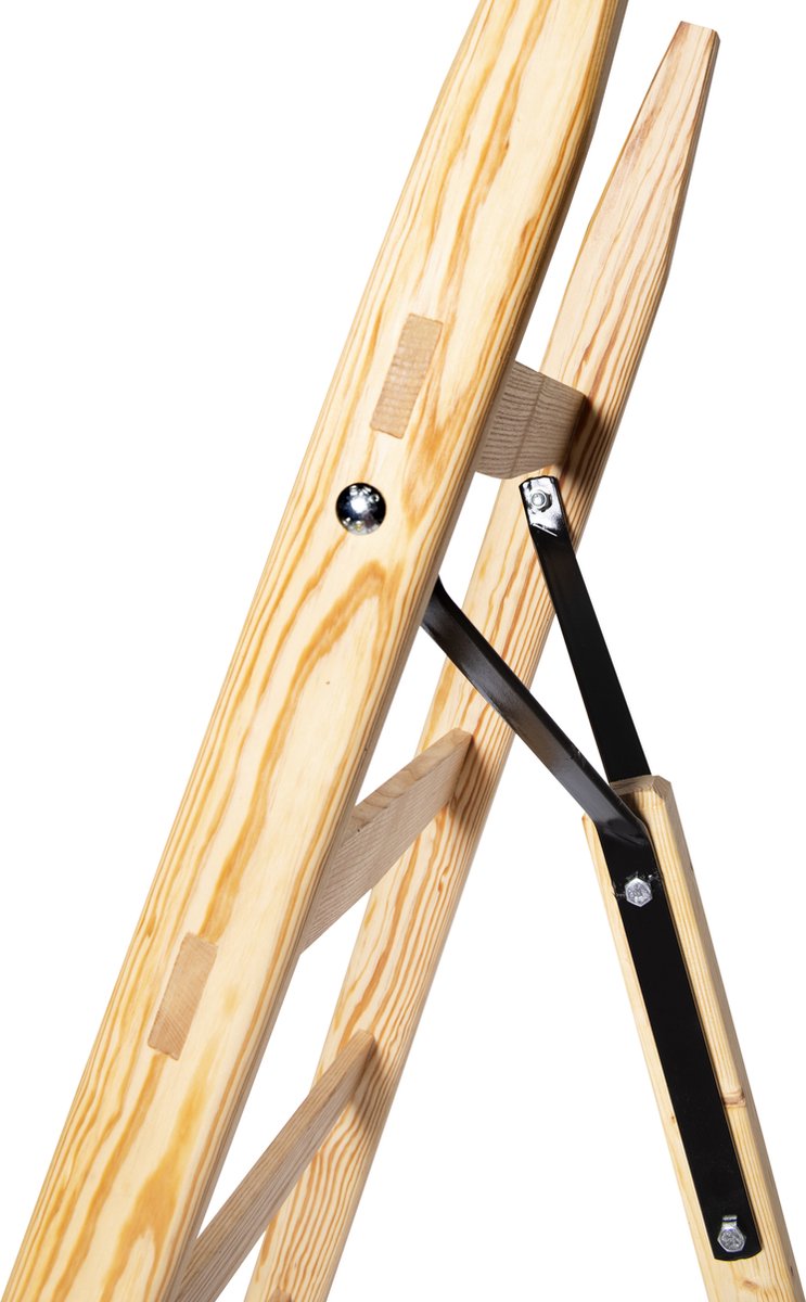 Driepootladder - 7 treden/sporten - Stahoogte 188 cm - Houten ladder | bol