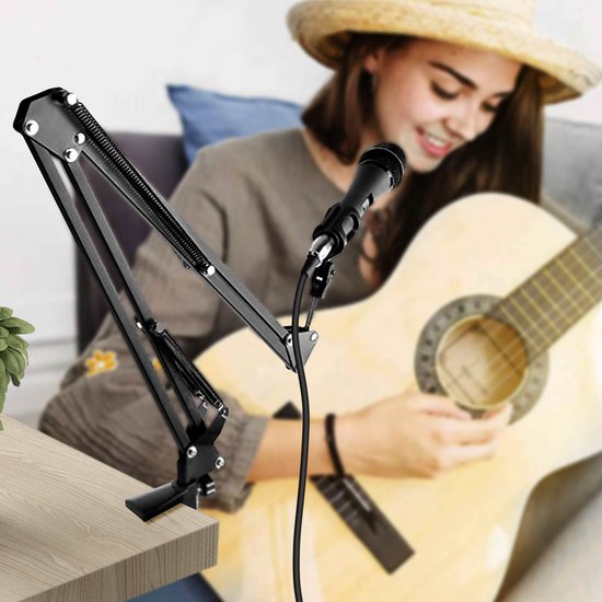 LinQ Opvouwbare Bureauhouder Gelede Ophangarm Microfoonhouder Zwart | bol