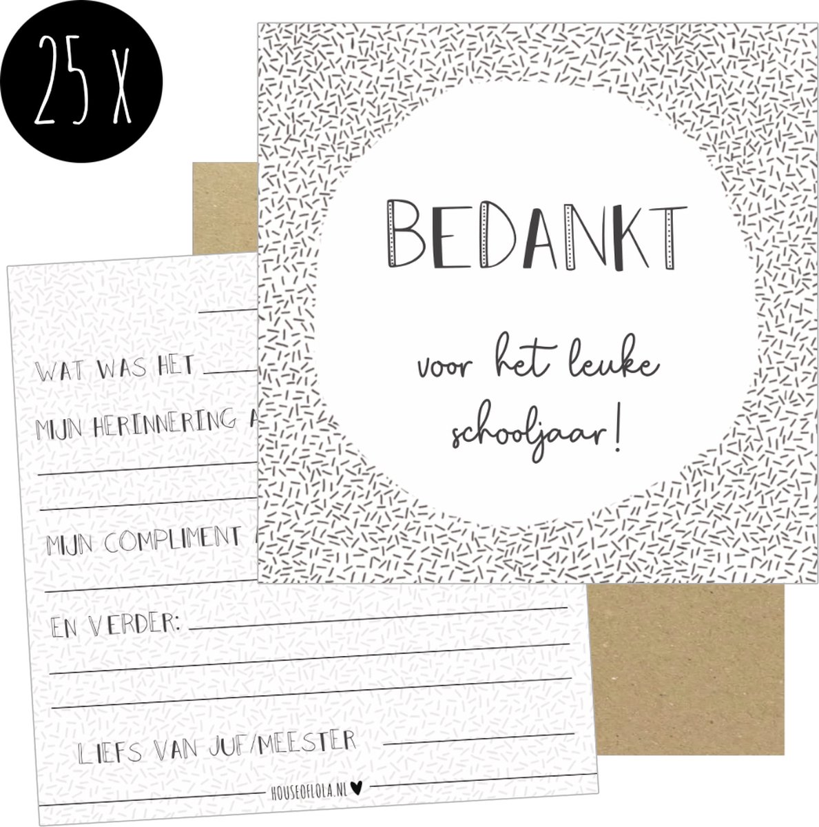 25x Kaartje van juf of meester voor leerlingen | einde schooljaar ...