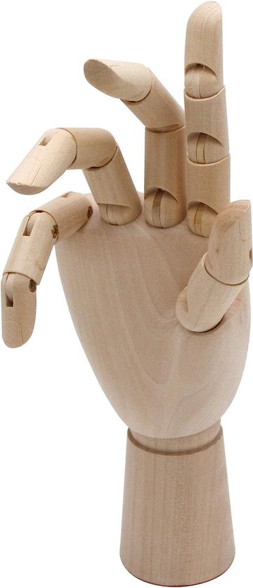 Schakelhand, 25 cm rechts, beweegbare modelhand, houten hand | bol