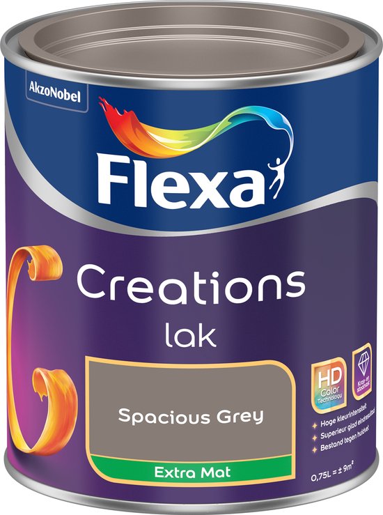 Flexa - Creations Lak Extra Mat - Spacious Grey - Creations - 0.75 L | bol