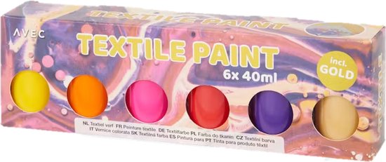 Textielverf - Set van 6 Kleuren x 40 ml | bol