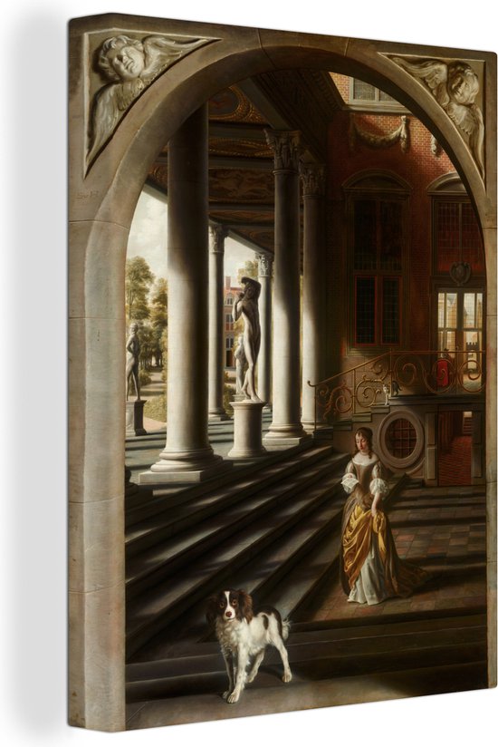 Canvas Schilderij Perspectief met een brieflezende vrouw - Schilderij ...