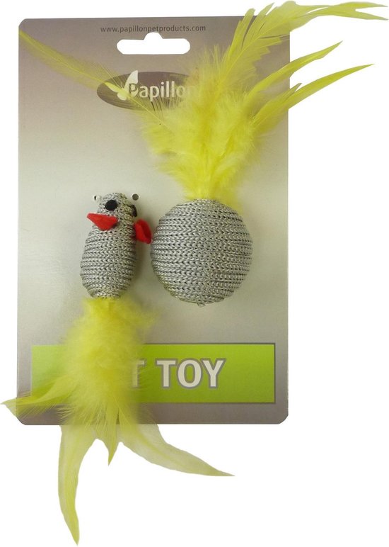 Grijze muis met gele staart (veer) speelgoedje | bol.com