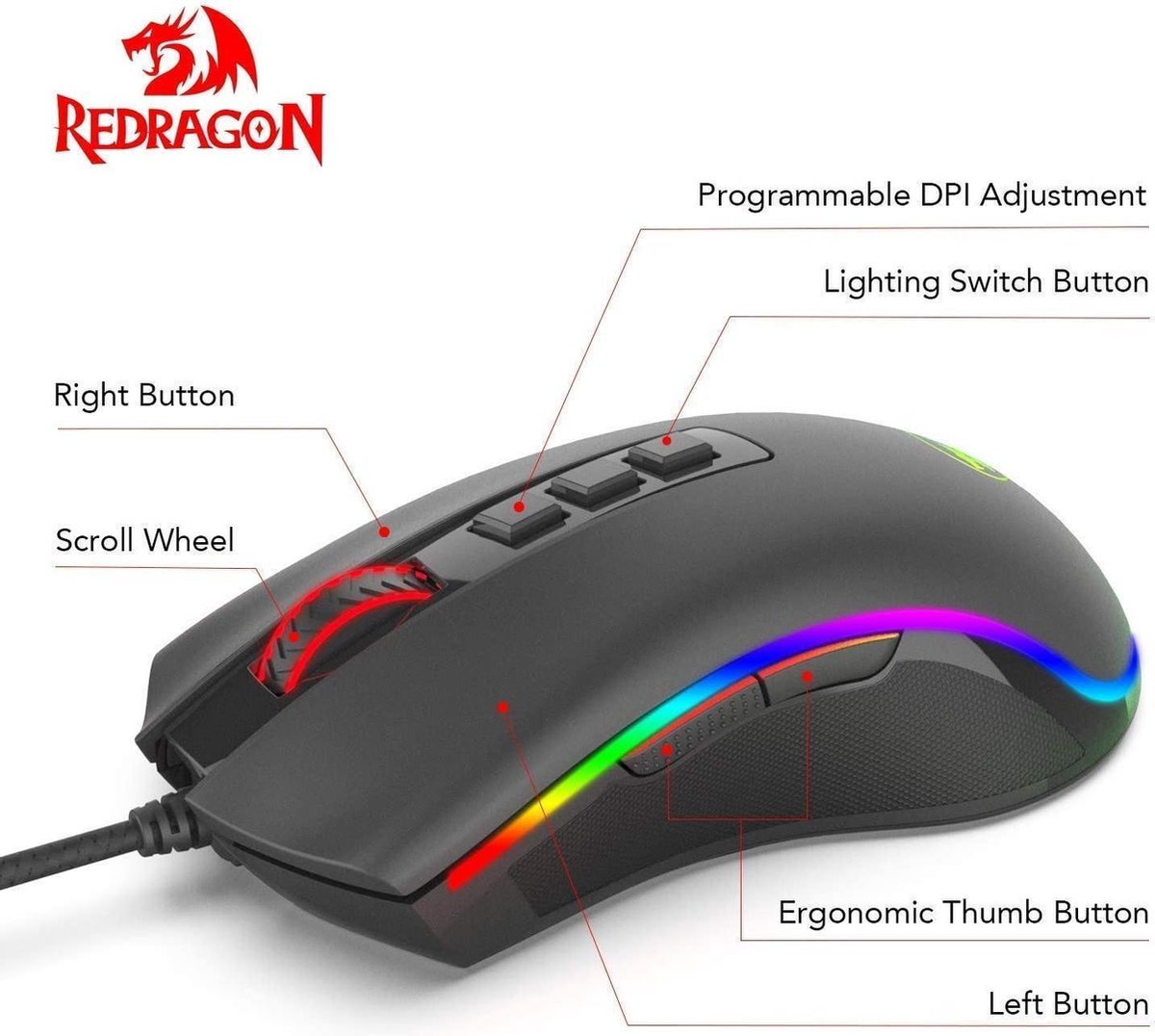 RGB Gaming Mouse Wired Mouse, Gaming Mouse voor Pro Gamer, met 16,8 ...