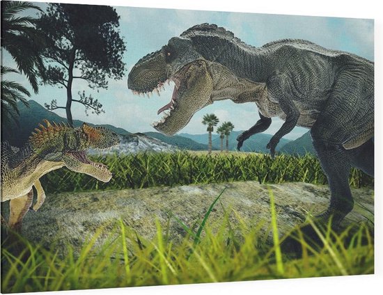 Dinosaurus T-Rex battlefield duo - Foto op Canvas - 45 x 30 cm | bol.com