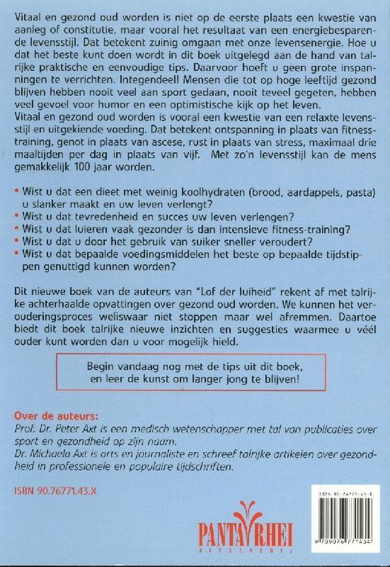 Vitaal Oud Worden 1 Levensstijl, Prof. Dr. Peter Axt | 9789076771434 ...