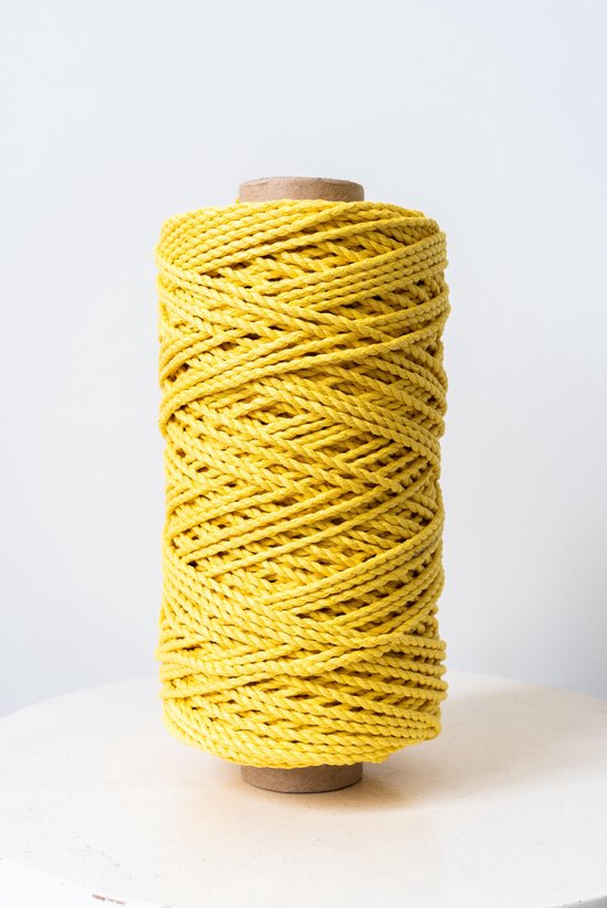 Katoen macramé touw - Macramé koord - Geel - 3mm dik - 140 meter - 600 ...
