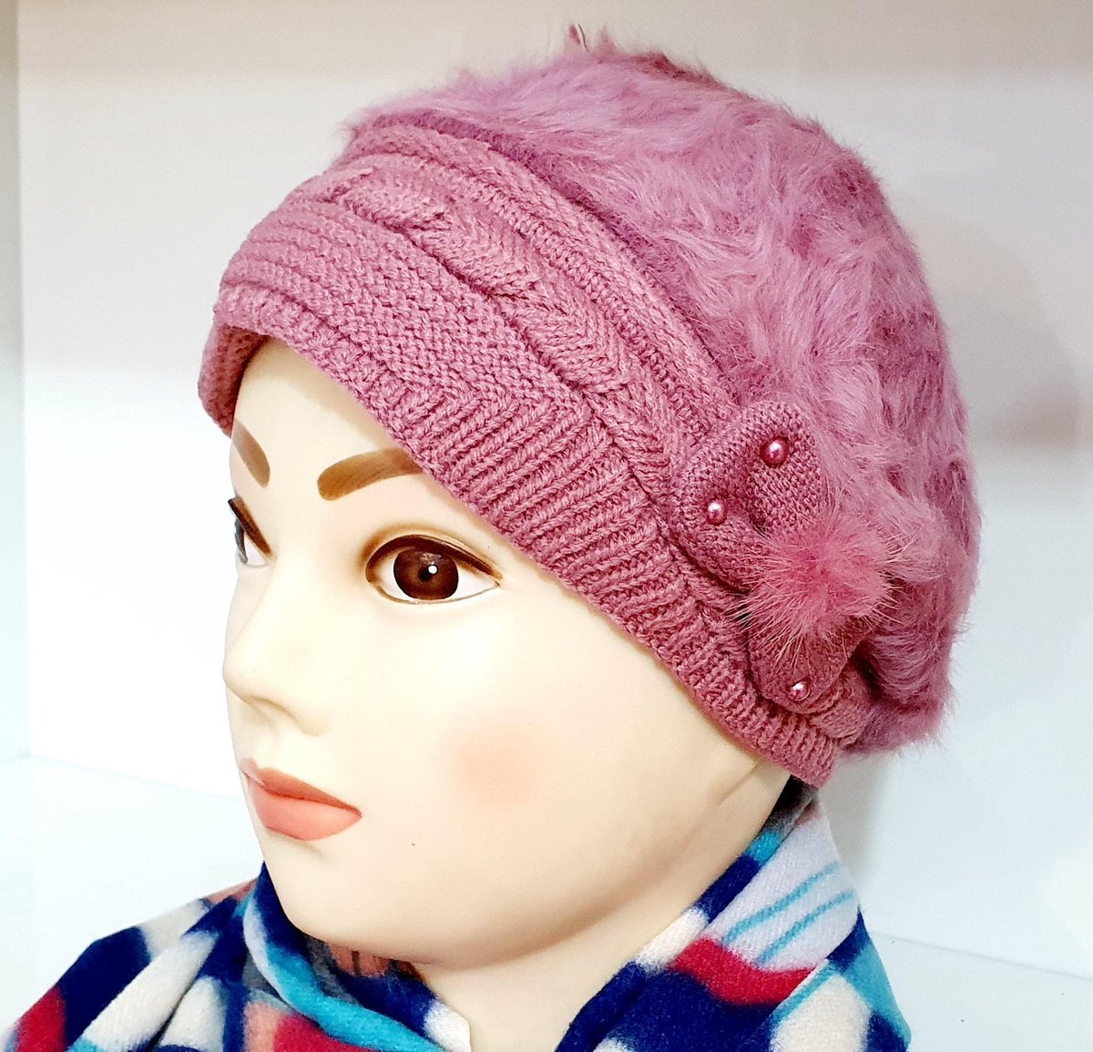 Muts gevoerd dames Winter Muts – Warm -Dames – gebreide pet Roze | bol.com