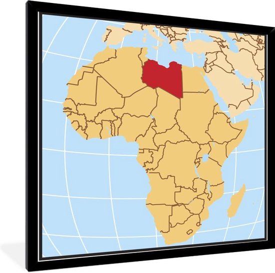 Fotolijst incl. Poster - tekening van Libië op de Afrikaanse kaart ...