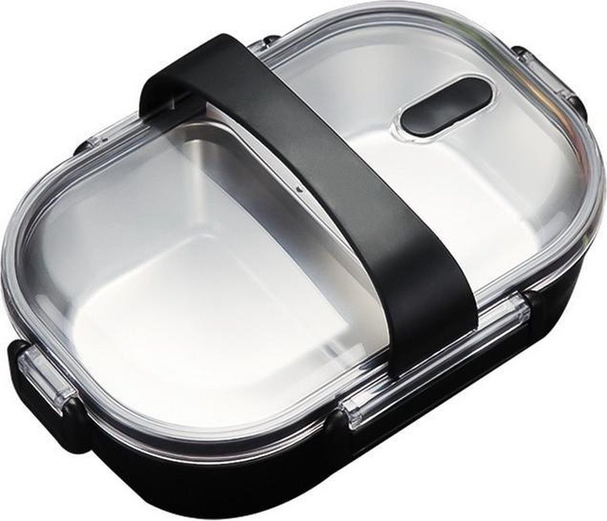 RVS lunchbox Zwart 650 ml - Boterhamtrommel voor kinderen en ...