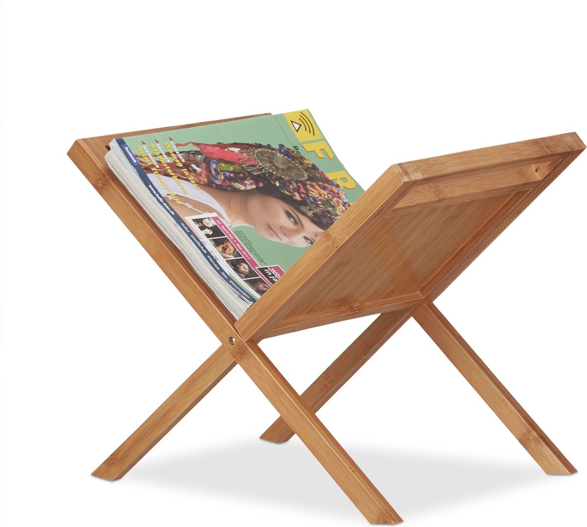 Relaxdays tijdschriftenrek - lectuurbak - bamboe hout ...