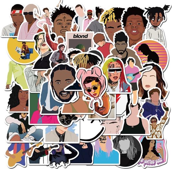 Rappers stickers - Zangers stickers - 50 stuks - Stickers volwassenen ...