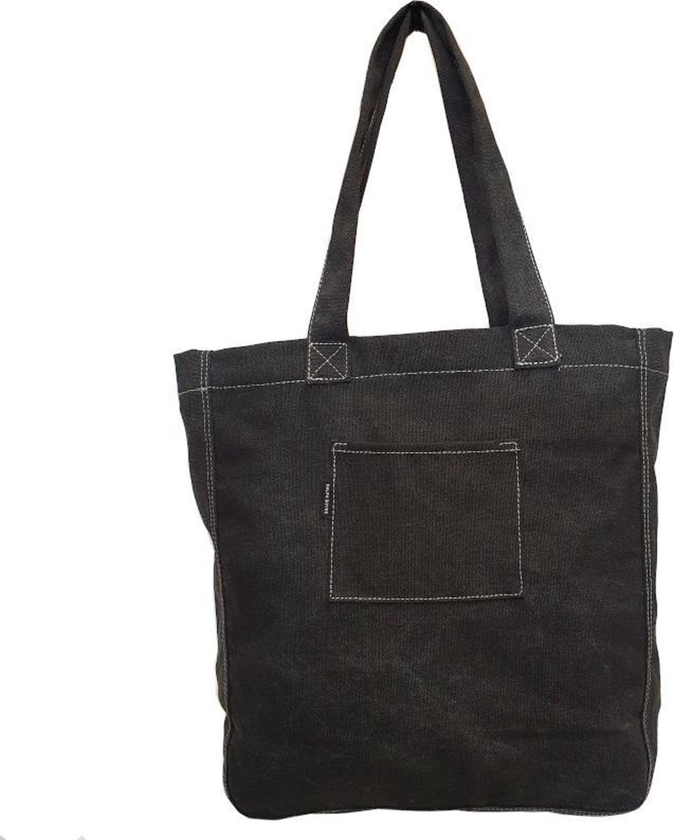 Canvas Shopper Zwart Ster - Ritssluiting - Schoudertas - Dames Tas ...