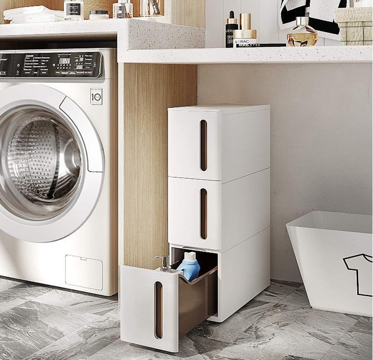 MIRA Home - Kast - Trolley op wieltjes - Basic - Plasic - Wit/Bruin ...