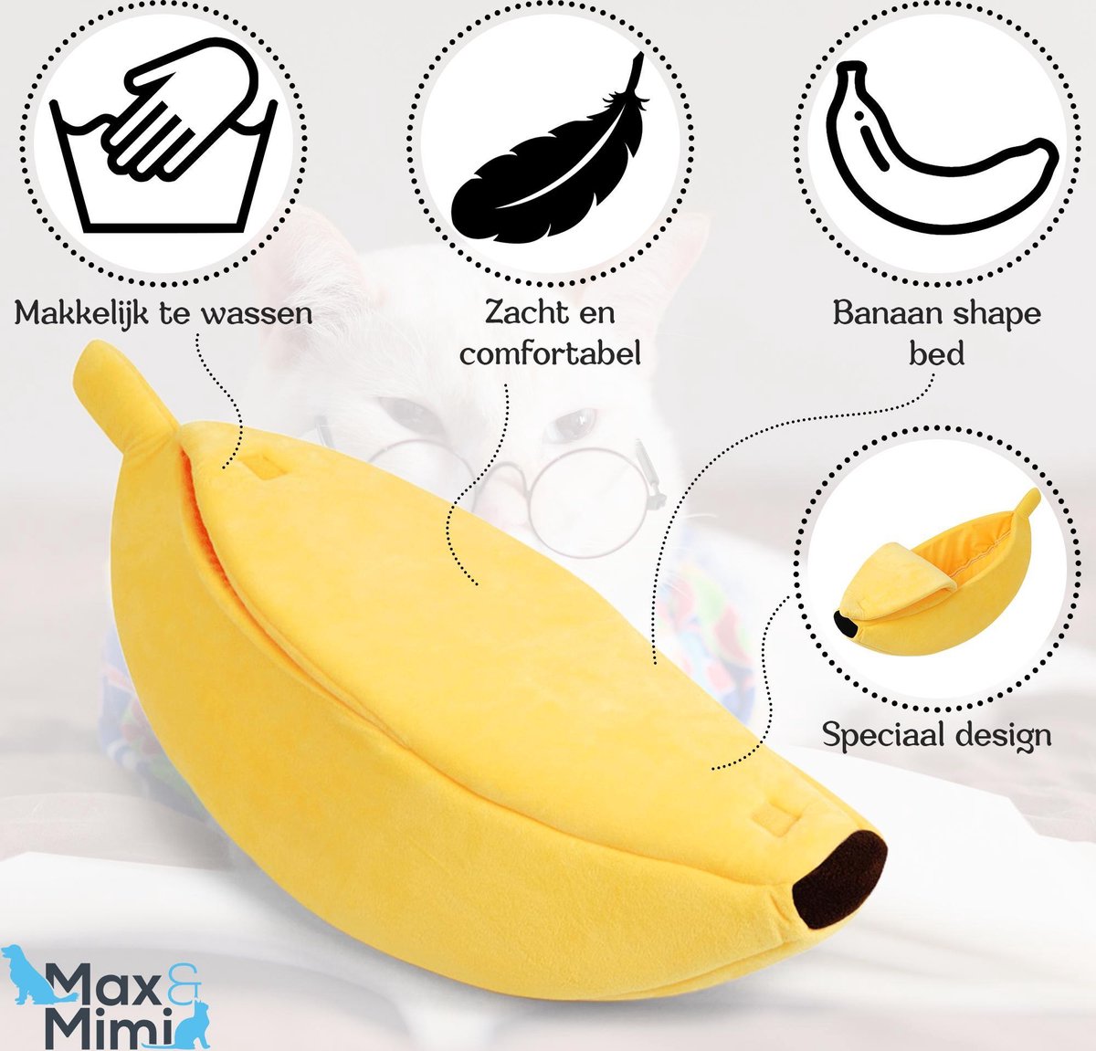 Banaan Kattenmand Geel - Bananen Kattenmandje - Banaan Shape Kattenmand ...