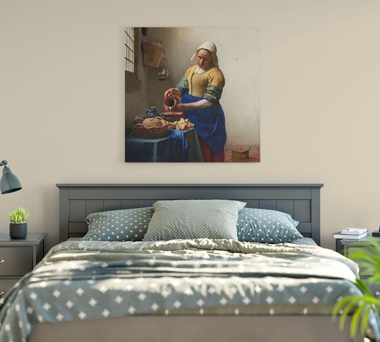 Het melkmeisje, Johannes Vermeer - Foto op Canvas - 100 x 100 cm | bol.com
