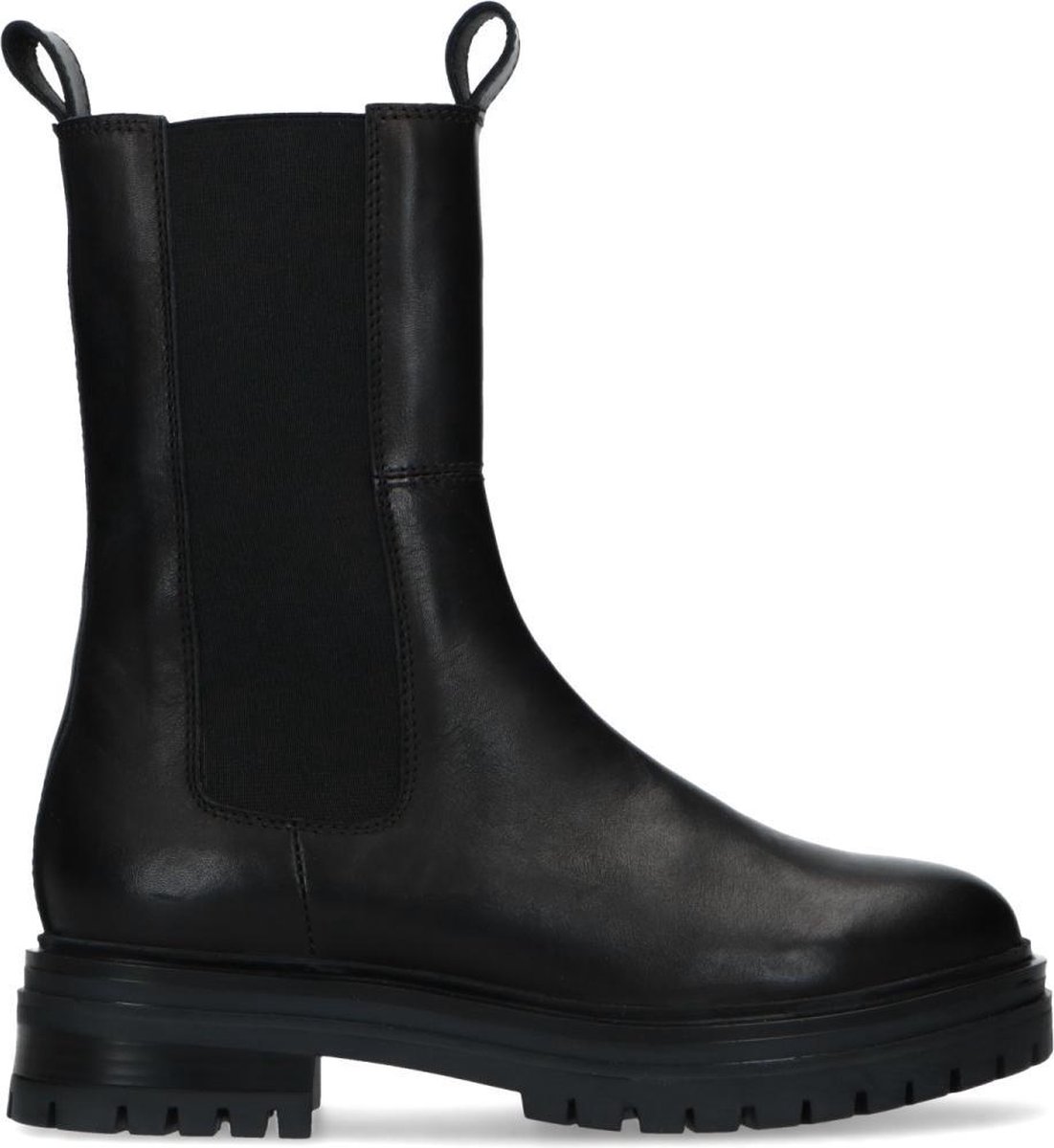 Manfield - Dames - Zwarte leren chelsea boots - Maat 37 | bol.com