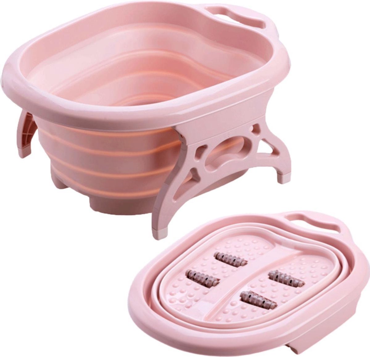 VAIVE Voetenbad Roze - Opvouwbaar - Voeten bad met massage instrumenten ...