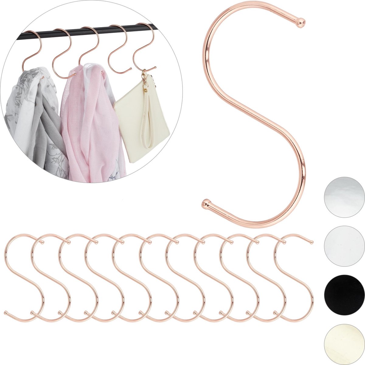 Relaxdays ophanghaken s-vormig - s-haken 12 stuks - metalen haken ...