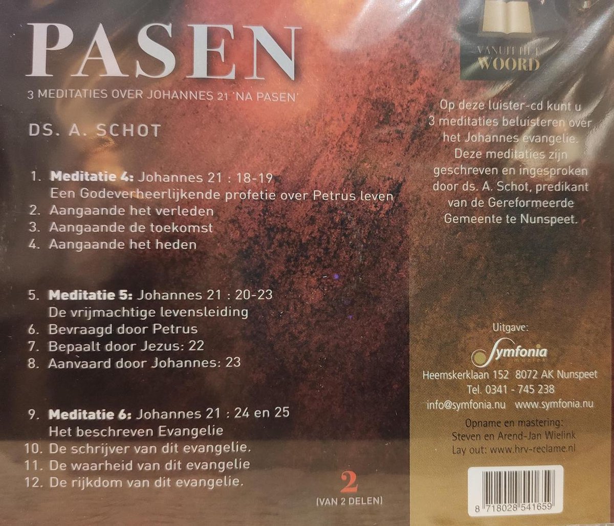 Pasen Meditaties deel 2 - Ds. A. Schot / Luister CD / 3 Meditaties over ...