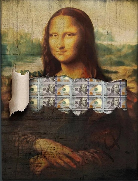 Mona Lisa geld / money canvas poster 100x70 doek ''Mirror-Edge'' ZONDER ...