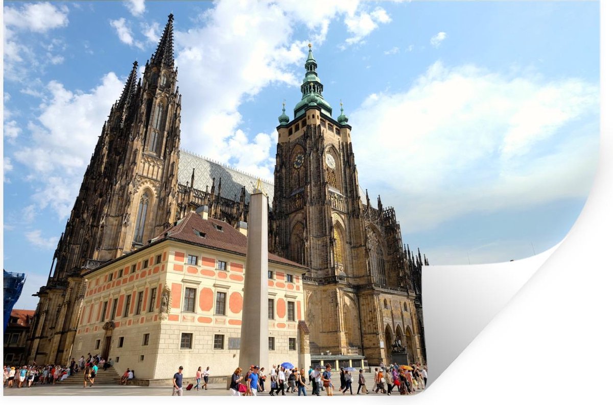 Muursticker Praagse Burcht -Praagse Burcht vanuitmooi perspectief ...