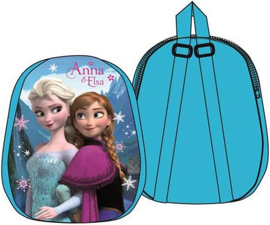 Rugzak pluche Frozen - 31 x 25 cm. - zachte rugtas Anna en Elsa - blauw ...