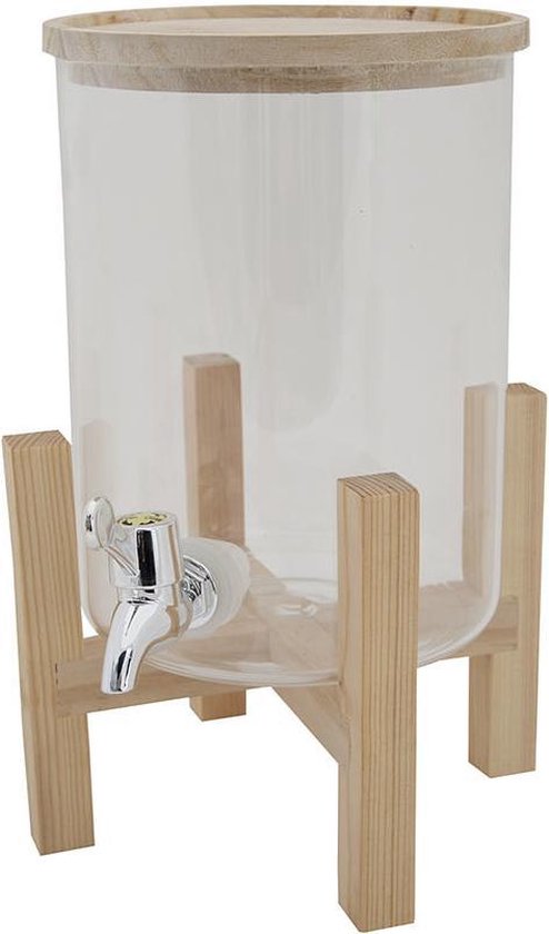 Sapdispenser - D15xh32cm - 3L - Deksel Hout en Staander in Hout | bol