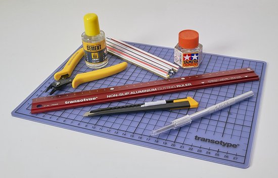 Tamiya Side Cutter & Lijm - Transotype A4 Snijmat & Liniaal - Excel Puntmes - Olfa... | bol.com
