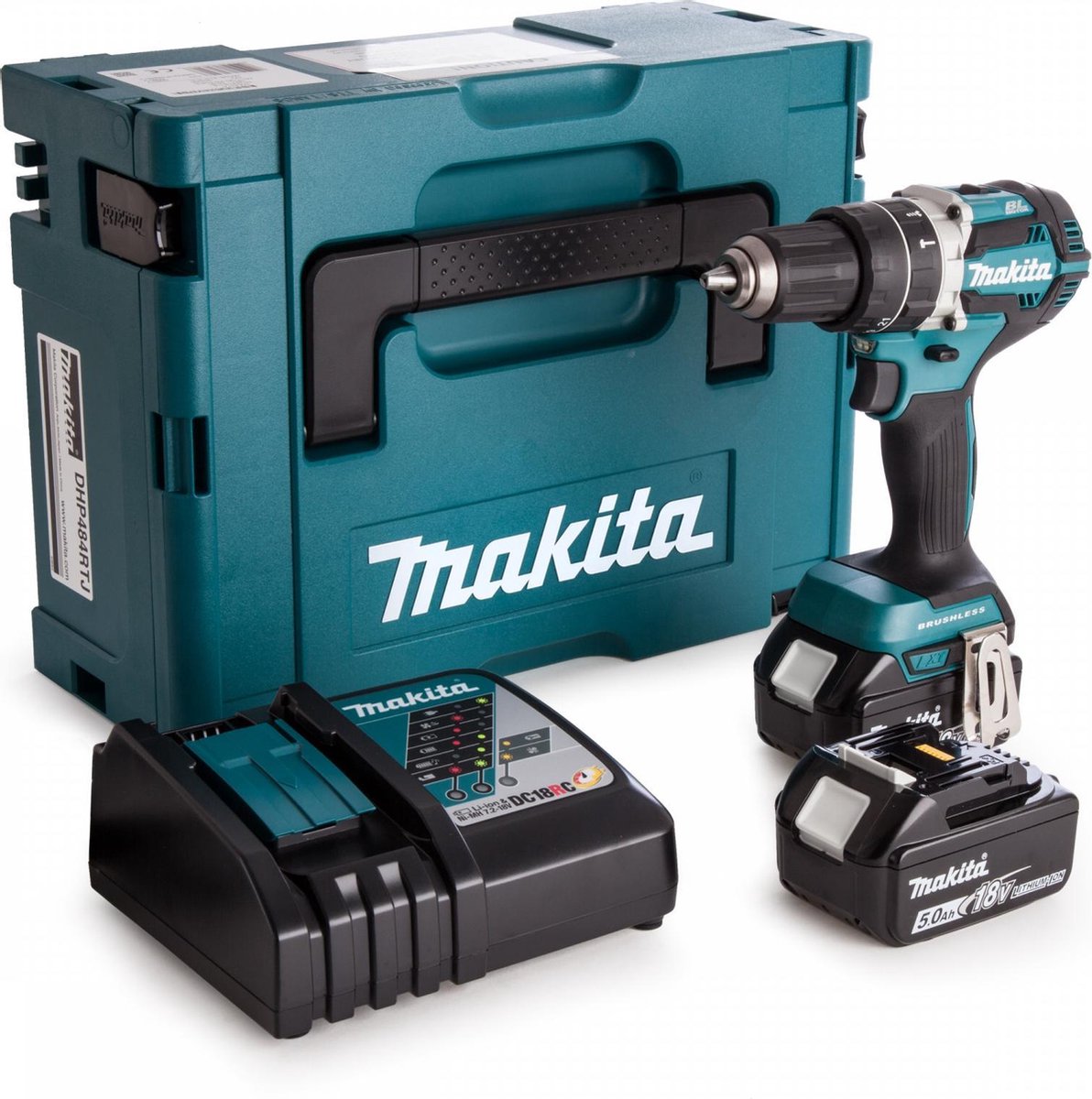 Makita DDF484RTJ boor/schroefmachine - 18V - inclusief 3 accu's 5,0 Ah en snellader -... | bol.com