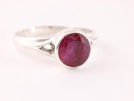 Zilveren ring met robijn - maat 16 | bol.com