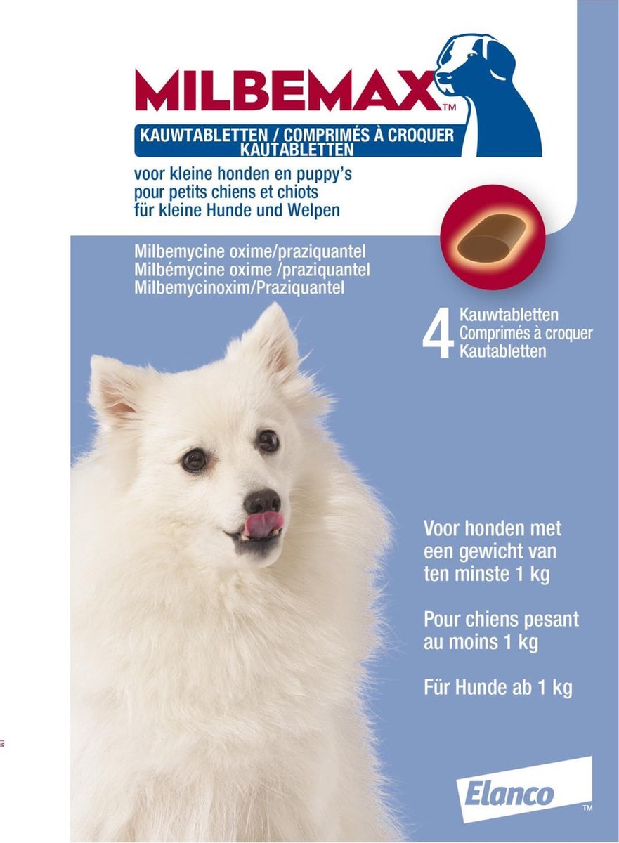 Milbemax Ontworming Tabletten Chewy Hond en Puppy 1 - 5 kg 4 tabletten ...