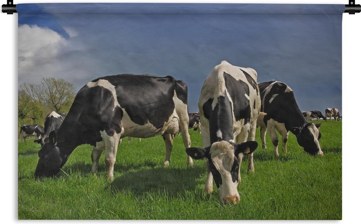 Wandkleed Koeien - Kudde grazende koeien Wandkleed katoen 150x100 cm - Wandtapijt met foto | bol.com