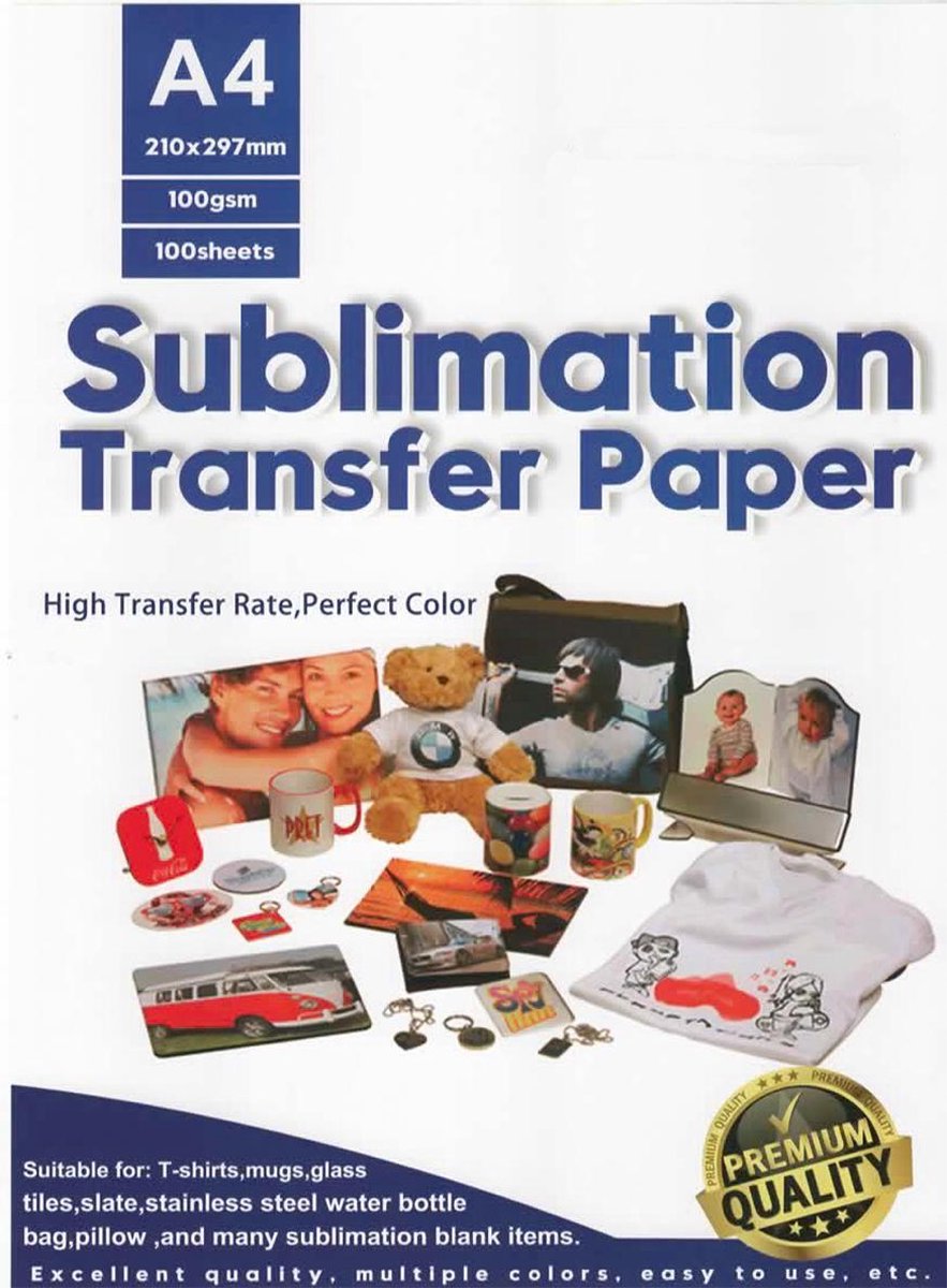100 A4 vellen Premium sublimatiepapier | Sublimatie Printer papier ...