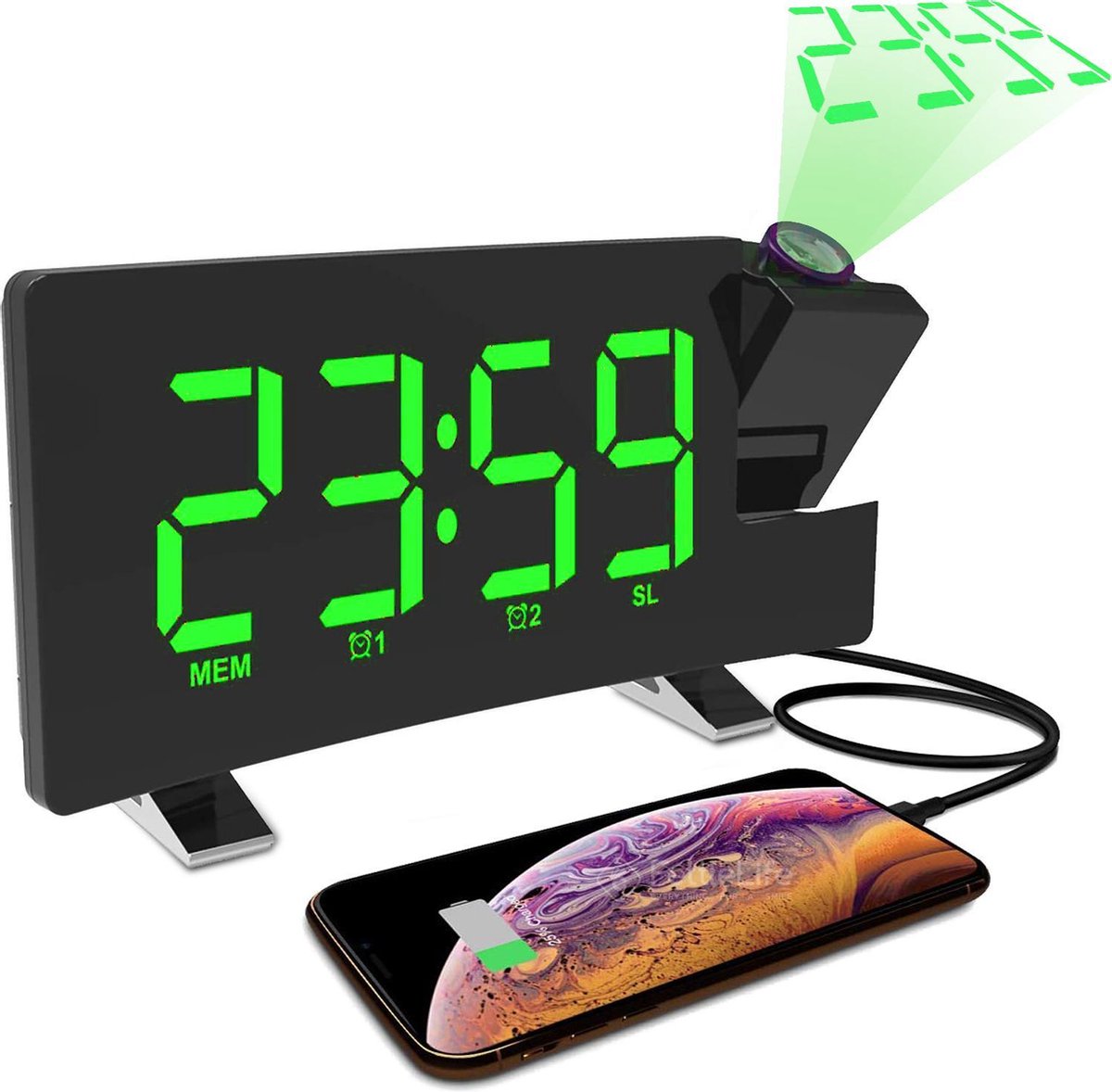 FettleLife PROX50 Digitale Wekkerradio met Projectie - Wekker Kinderen ...