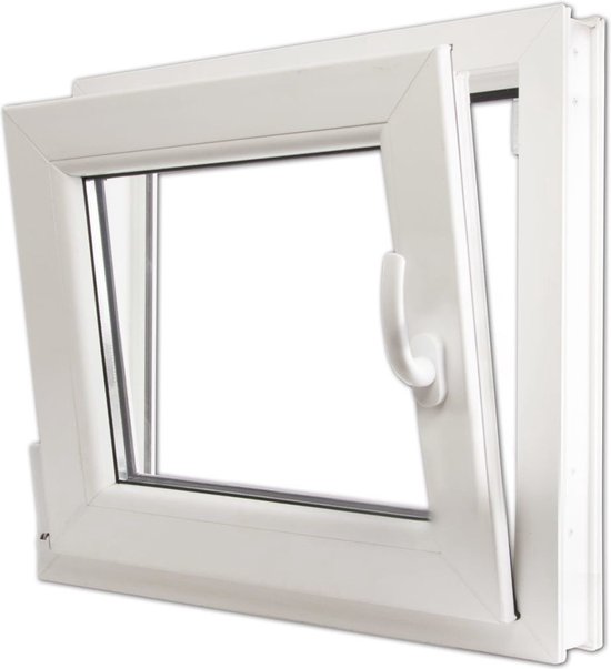 vidaXL PVC raam met driedubbele beglazing en handvat rechts 600 x 600 ...