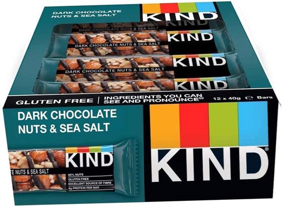 Be-Kind - Dark Chocolate Nuts & Seasalt - 12 x 40g | bol.com