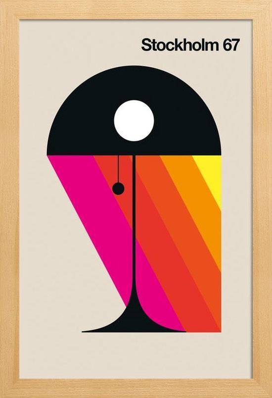 JUNIQE - Poster in houten lijst Vintage Stockholm 67 -40x60 /Kleurrijk ...