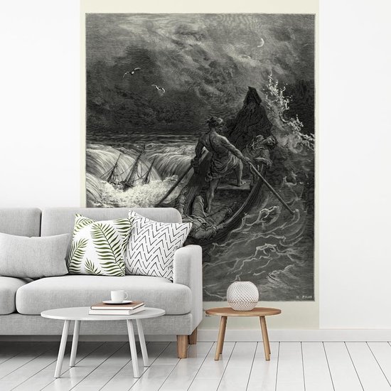 Fotobehang Sloep illustratie - vintage illustratie van sloep bij ...