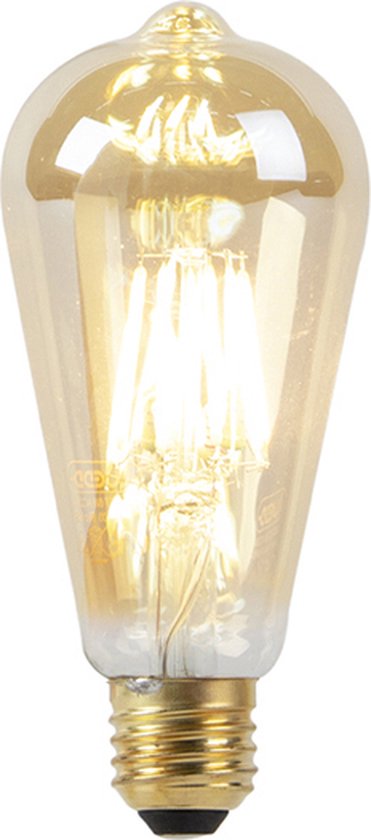 LUEDD E27 LED lamp ST64 dim to warm goud 8W 806 lm 2000-2700K | bol