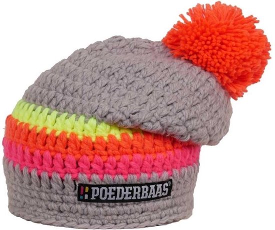Poederbaas lange gekleurde muts - Grijs/roze/geel/oranje | bol