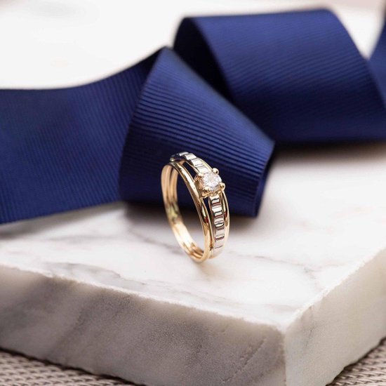 Lucardi Dames Ring met zirkonia - Ring - Cadeau voor vrouwen - 14 ...