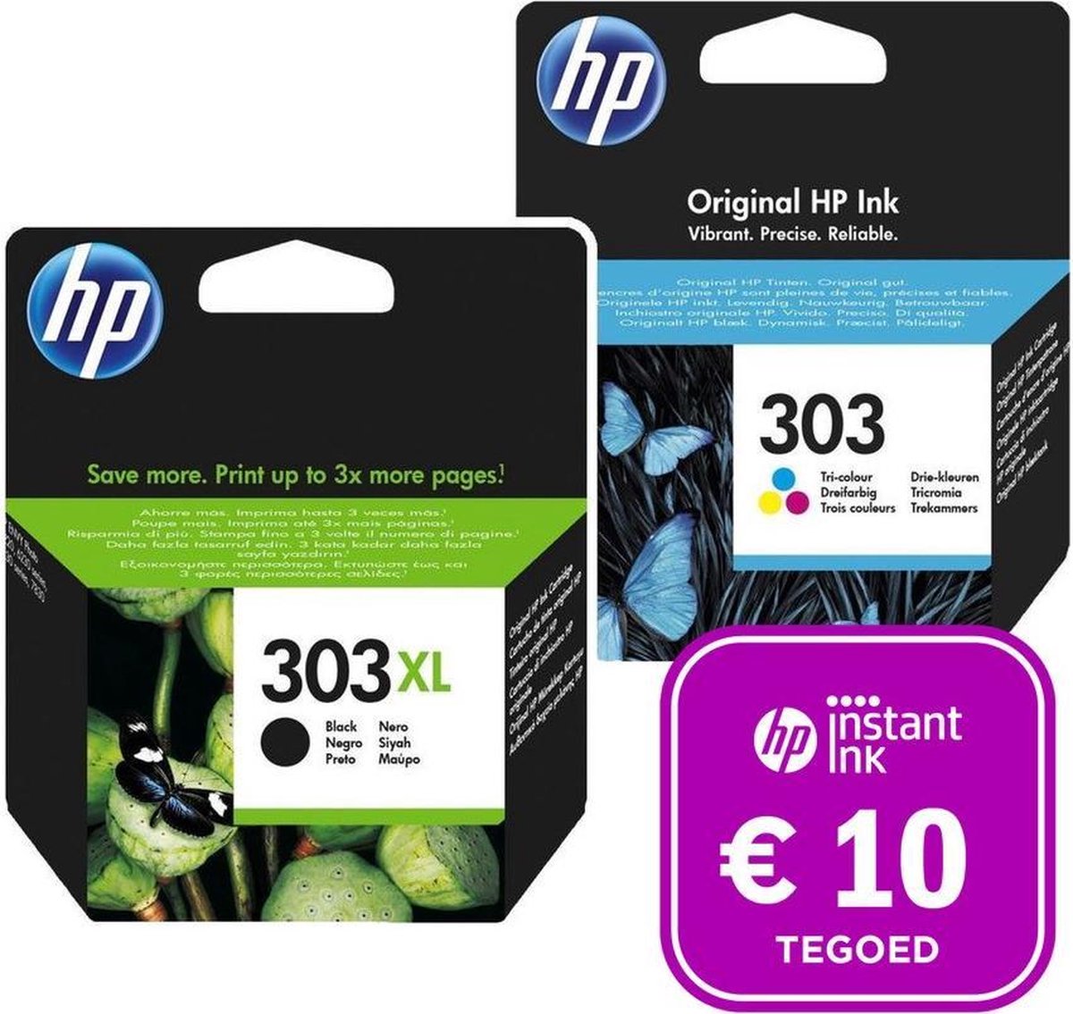 HP 303 - Inktcartridge 303XL zwart & 303 kleur + Instant Ink tegoed ...