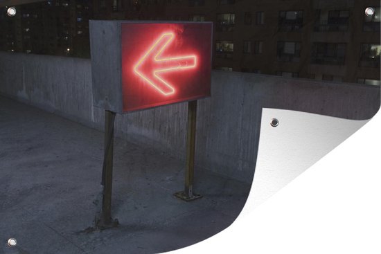 Tuinposter Neon pijl van parkeergarage - 130x80 cm - Wanddecoratie ...
