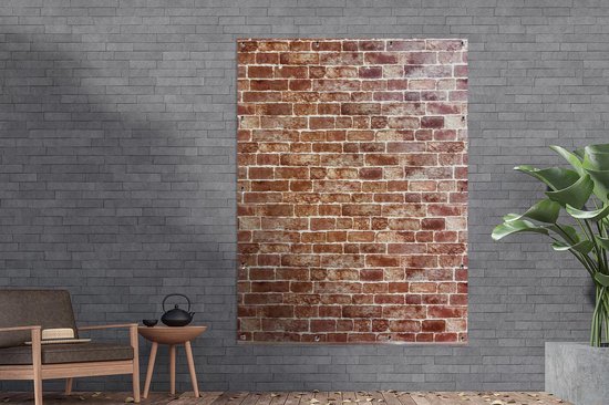 Muurdecoratie buiten Baksteen - Bruin - Wit - Muur - 120x160 cm ...