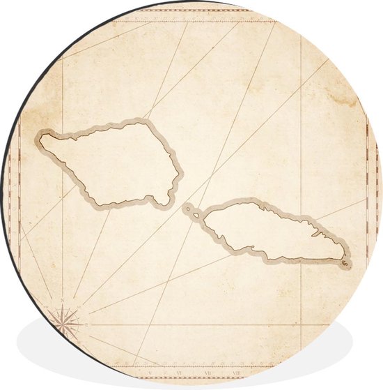 Samoa Illustration Map Vintage Style Wall Circle Aluminium ⌀ 30 cm ...