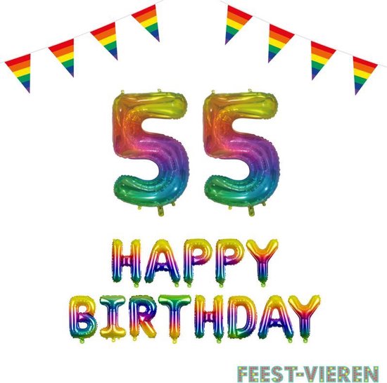 55 jaar Verjaardag Versiering Pakket Regenboog | bol.com