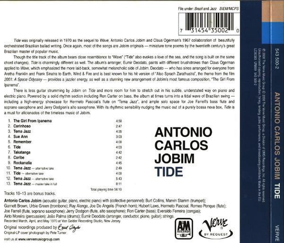 Tide, Antonio Carlos Jobim | CD (album) | Muziek | bol.com